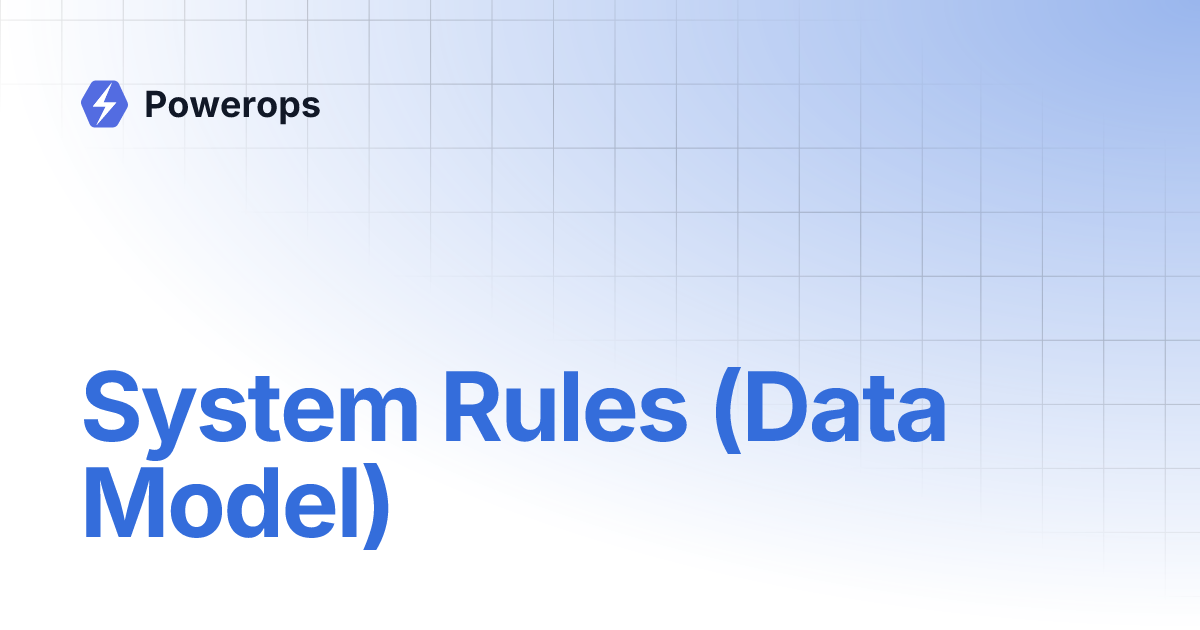 System Rules (Data Model) | Powerops